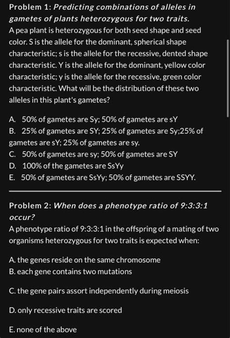 solved problem 1 predicting combinations of alleles in