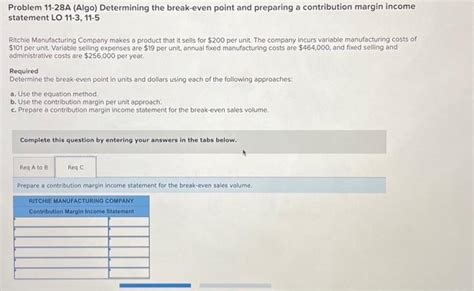 Solved Problem A Algo Determining The Break Even Chegg