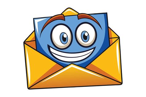 Funny Cartoon Email Icon With Bright Yellow Envelope And Joyful Smile
