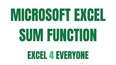 Microsoft Excel Sum Function Effortless Data Summing Tips Youtube