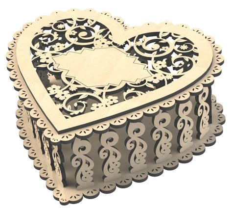 Wedding T Box Wooden Puzzle Heart T Box Dxf File For Laser