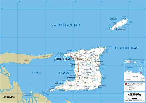 Large Size Road Map Of Trinidad And Tobago Worldometer