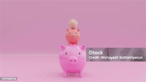 3d 일러스트 가족 돼지 통 3 마리 핑크 돼지 와 모더 돼지 파스텔 핑크 배경 은행에 대한 스톡 사진 및 기타 이미지 은행 더미 3차원 형태 Istock