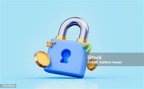 현금 안전을위한 금화 현실적인 광택있는 파란색 배경으로 노래 잠금 자물쇠 열기에 대한 스톡 사진 및 기타 이미지 자물쇠 열기 3차원 형태 자물쇠 Istock