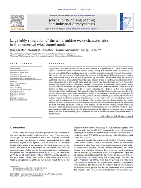 Pdf Large Eddy Simulation Of The Wind Turbine Wake Characteristics In The Numerical Wind