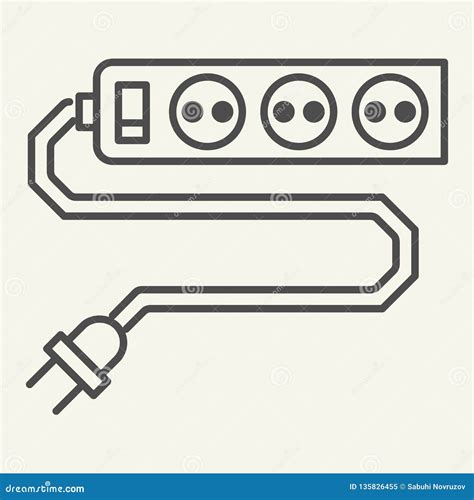 Power Socket Thin Line Icon Sockets Vector Illustration Isolated On White Stock Vector