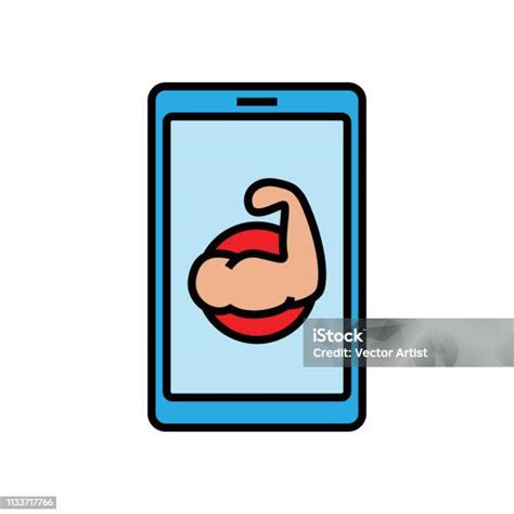 운동 훈련 추적기 모바일 앱 아이콘입니다 피트 니스 보디 빌딩 운동 스마트 폰 응용 프로그램 간단한 벡터 그래픽입니다 0명에 대한 스톡 벡터 아트 및 기타 이미지 Istock