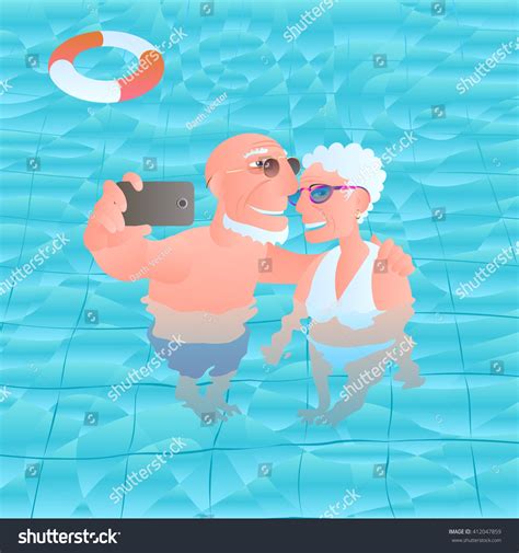 Old Man Swimming Cartoon