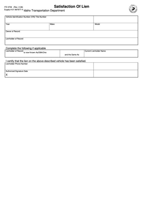 Fillable Satisfaction Of Lien Printable Pdf Download