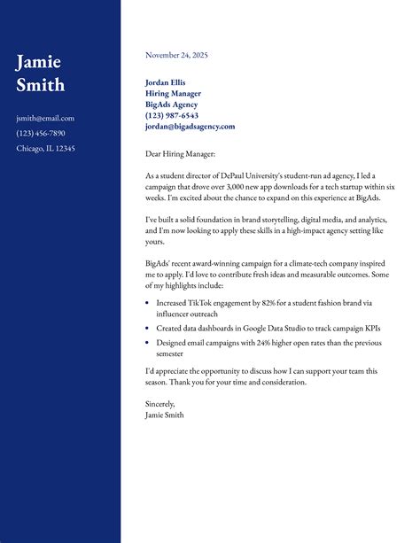 Internship Cover Letter Examples And Templates For 2026