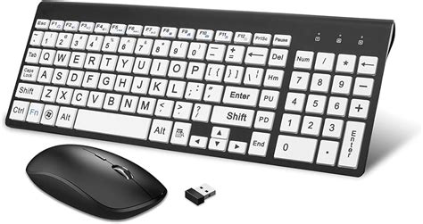 Hxmj Wireless Large Print Keyboard And Mouse Set With Usb