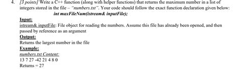 Solved 4 3 Points Write A C Function Along With Helper