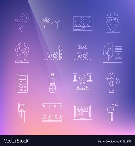 Set Line Router And Wi Fi Signal Smart Farming Vector Image