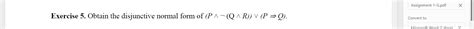 Solved Exercise 5 Obtain The Disjunctive Normal Form Of