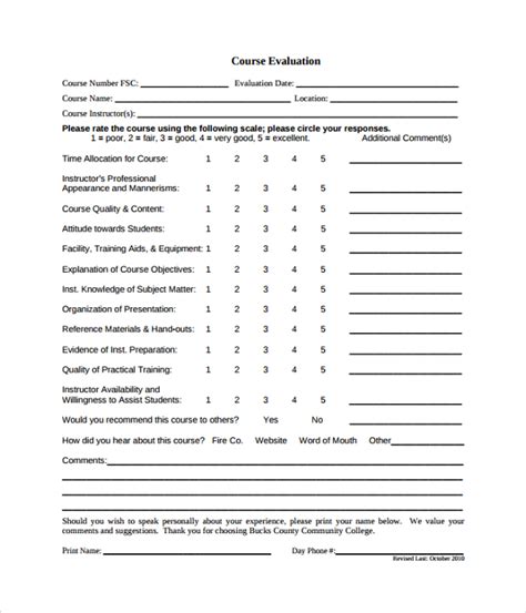 Free 6 Class Evaluation Samples In Pdf Ms Word