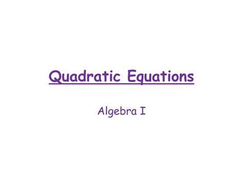 Ppt Quadratic Equations Powerpoint Presentation Free Download Id 1853077