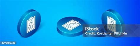 파란색 배경에 격리 된 등색 의료 처방 아이콘 Rx 양식 레시피 의료 약국 또는 의학 기호 파란색 원 버튼입니다 벡터 3차원 형태에 대한 스톡 벡터 아트 및 기타 이미지