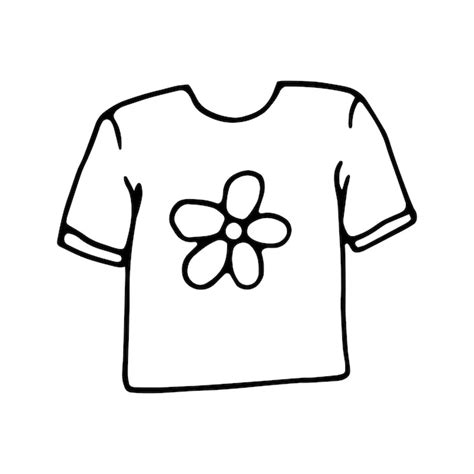 Premium Vector Tshirt With Sleeves Clothing With Flower Doodle Linear Cartoon Coloring