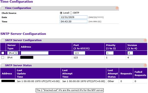 New Managed Netgear Switch Wont Sync To Time Server Stays On Local