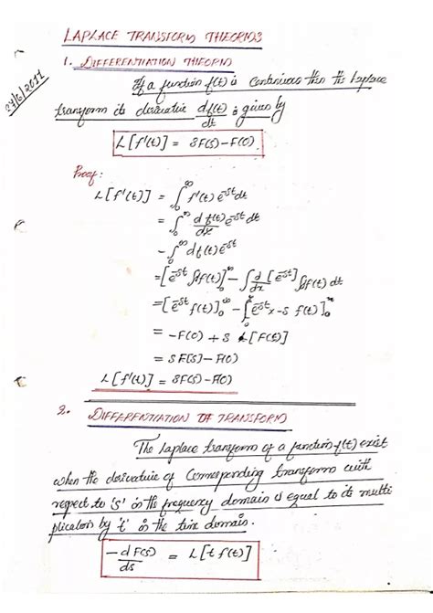 Laplace Transform Theorems Eco3101 Psy101 Stuvia Us