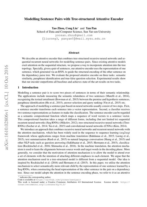 Pdf Modelling Sentence Pairs With Tree Structured Attentive Encoder