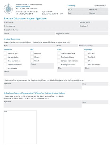 Structural Observation Program Application Form Fill Out And Sign