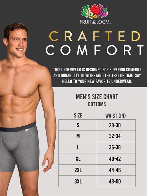Men Underwear Size Chart Hanes Underwear Size Chart Gallery