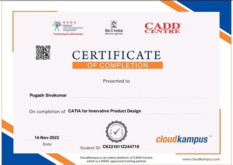 Pugazh Sivakumar On Linkedin Productdesign Catiav5 Nsdc Caddcentre Cloudkampus