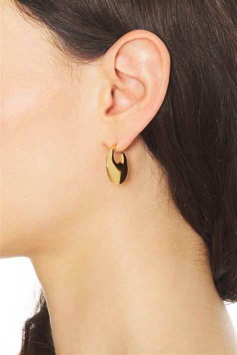 Saint Laurent Bo Creole Plate Earrings In Dore Fwrd