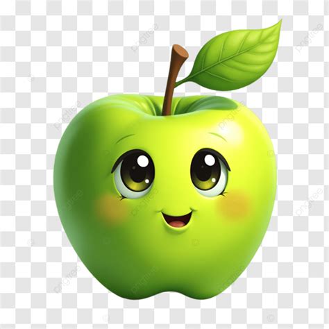 Green Apple With Eyes And Happy Face Design N Apple With Eyes And