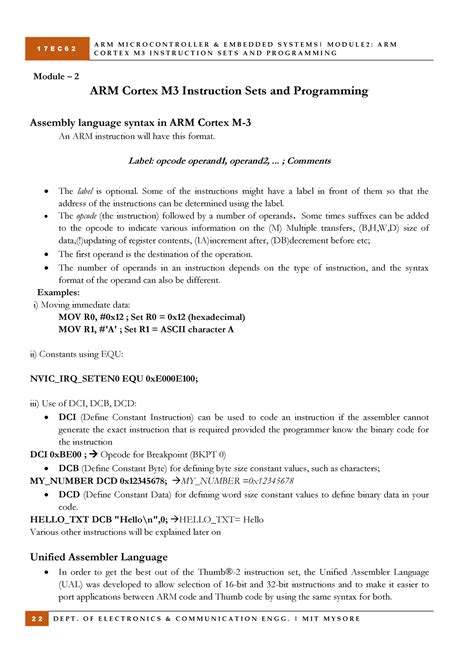 Module 2 Full Notes 1 7 E C 6 2 A R M M I C R O C O N T R O L L E R And E M B E D D E D S Y S