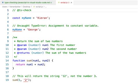 Type Checking Javascript In Visual Studio Code Kieran Barker