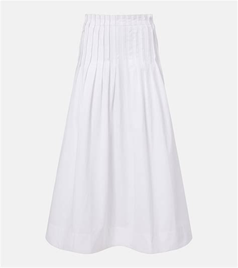 Pleated Cotton Poplin Midi Skirt In White Rohe Mytheresa