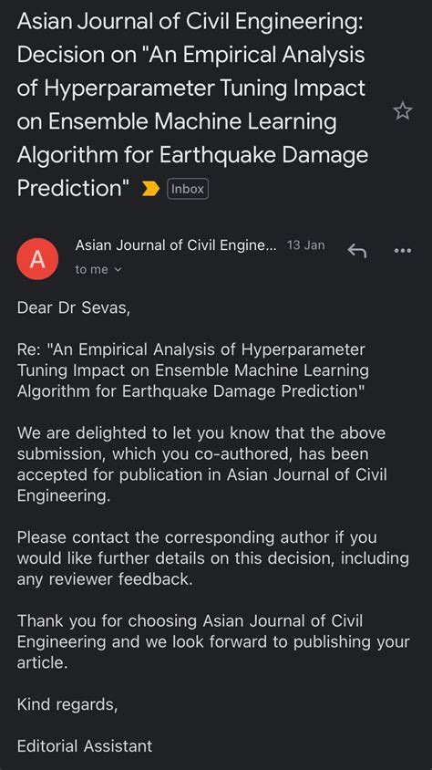 My Paper Accepted For Asian Journal Of Civil Engineering Muhammad Samee Sevas Posted On The
