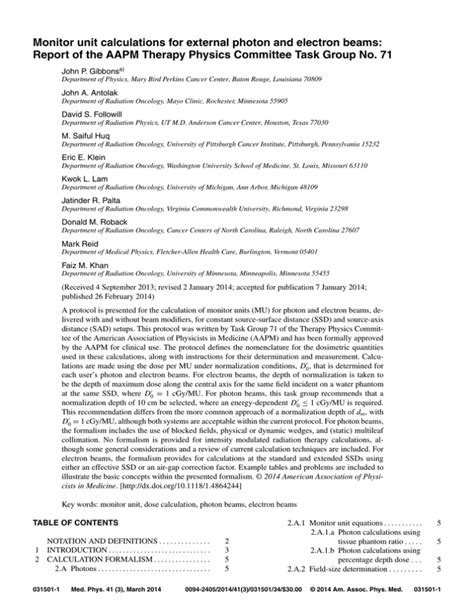 Monitor Unit Calculations For External Photon And Electron Beams