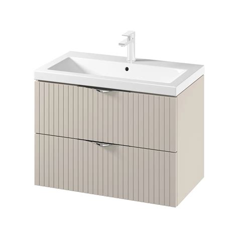 Set Dulap Baie Suspendat 2 Sertare Lavoar Inclus 80 Cm Casmir Mat Mdf Cersanit Tirso S801