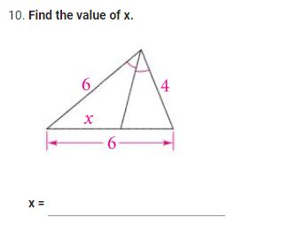 Solved 10 Find The Value Of X Chegg Com