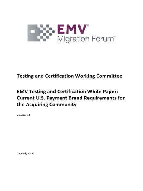 Emv Testing Certification V1 0 080213 Pdf Emv Master Card