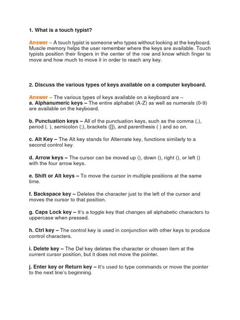 Class 9th Data Entry And Keyboard Skills Pdf Computer Keyboard Writing Implements