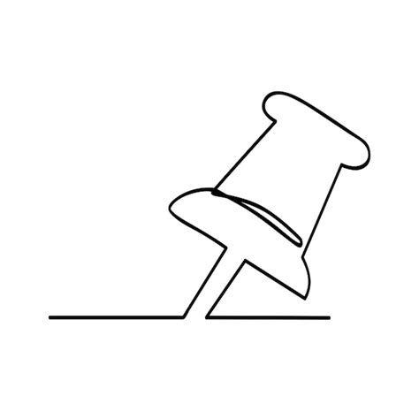 간단한 벡터 스케치 푸시 핀 하나의 라인 아트 연속 프리미엄 벡터