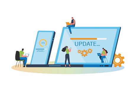 System Updates With People Updating Operation In Computing And