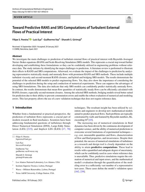 pdf toward predictive rans and srs computations of turbulent external