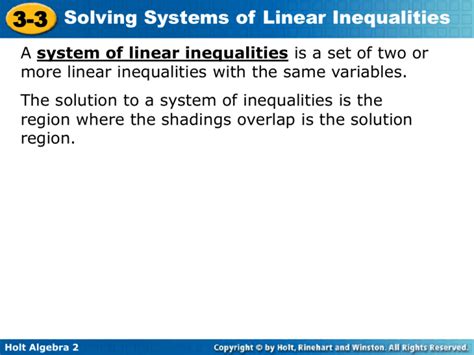 System Of Linear Inequalities