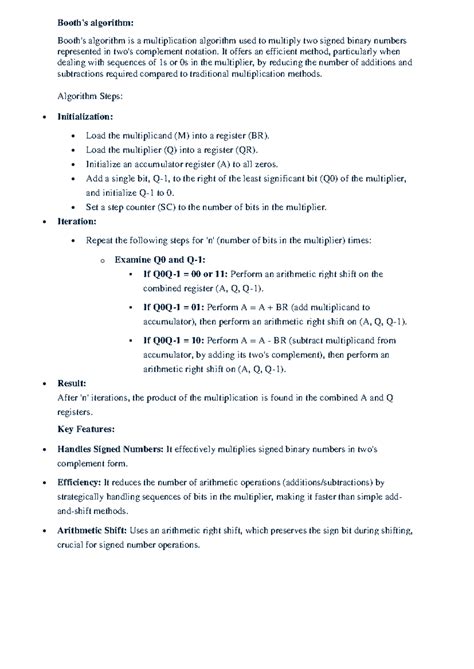Booths Algorithm Efficient Multiplication Of Signed Binary Numbers
