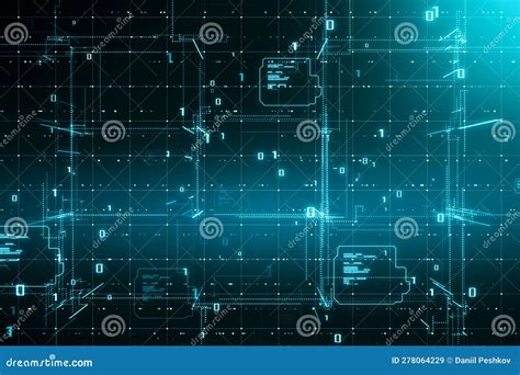 Abstract Matrix Technology Background With Scientific Technology Data Of Binary Code