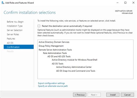 Installing Active Directory Domain Services In Server Manage Introserv