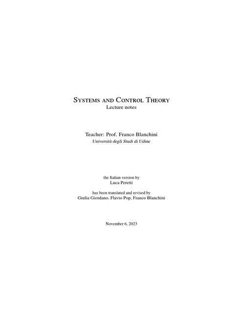 Lecturenotesforsystemtheoryandcontrol Pdf Matrix Mathematics