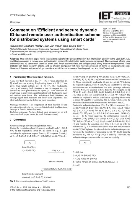 Pdf Comment On Efficient And Secure Dynamic Id Based Remote User