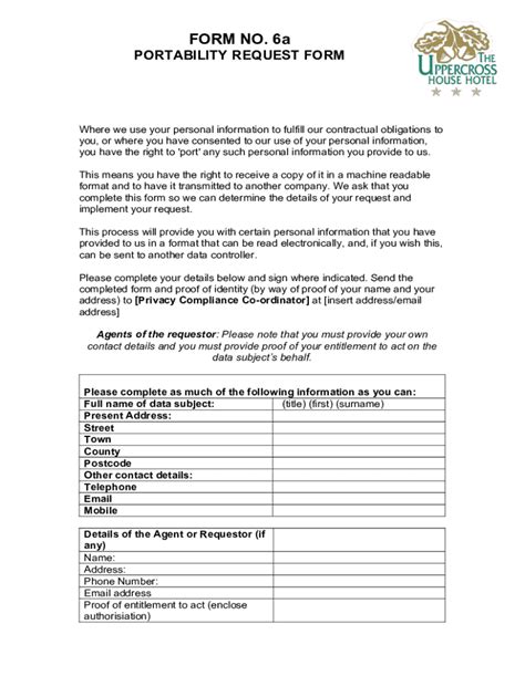 Fillable Online Form No 6a Portability Request Form Fax Email Print