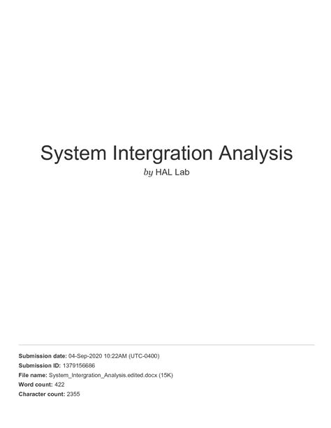 Solution System Intergration Analysis Studypool
